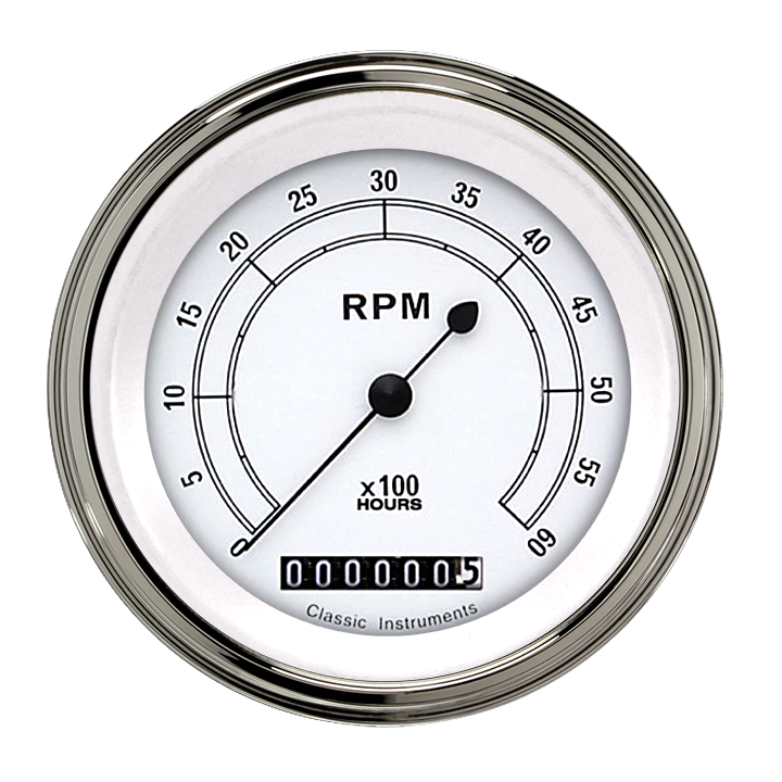 Classic White 3 3/8" Tachometer – Billys Speed Shop